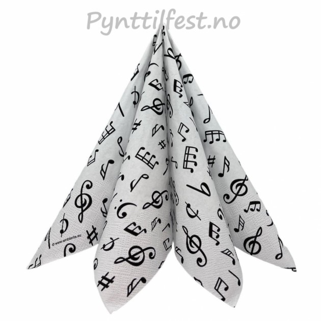Servietter Lunsj Musikk Noter Svart 20stk | Pynt Til Fest. Tips ...